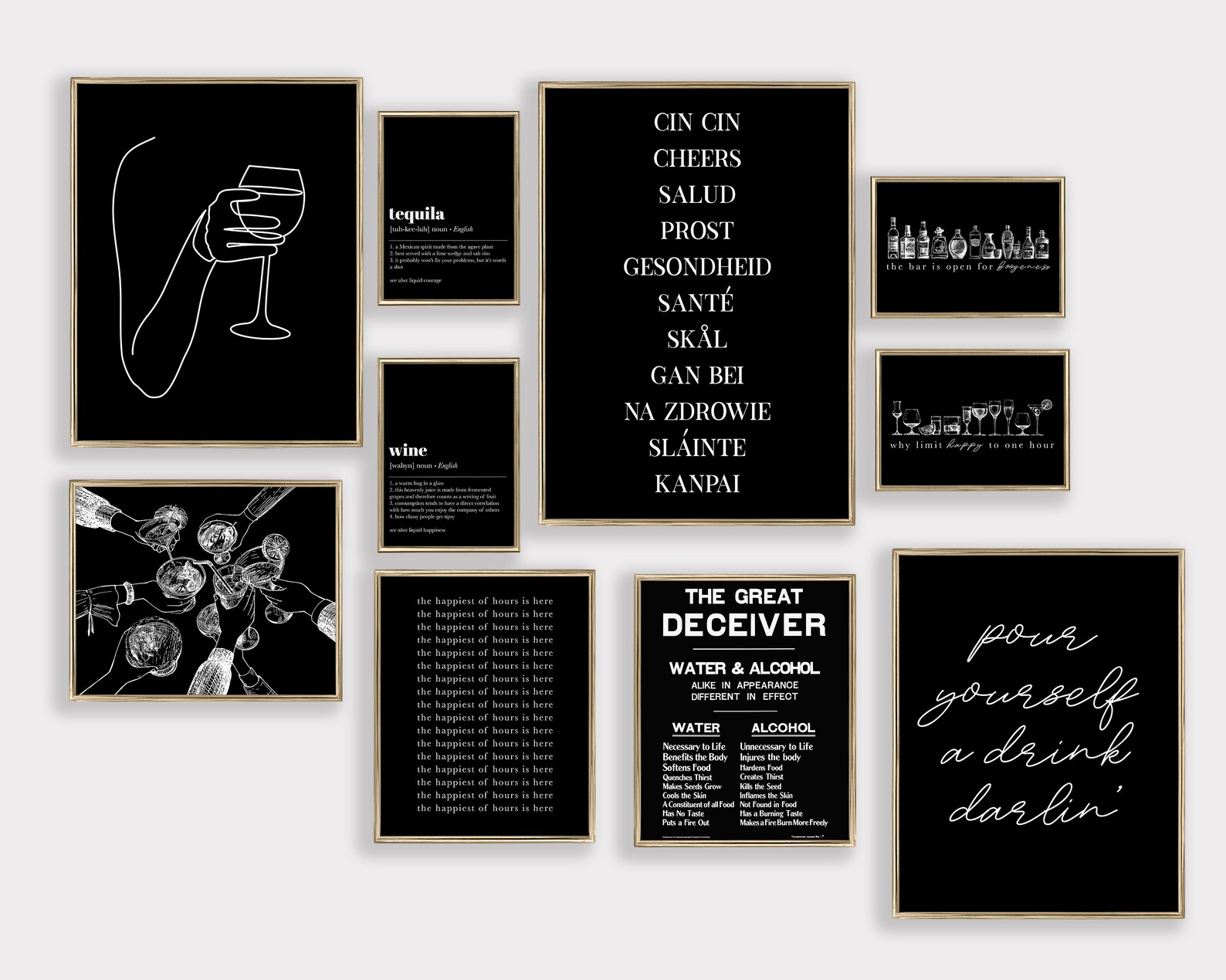 Bar Cart Prints Set of 10 PRINTABLES Alcohol Prints Bar - Etsy