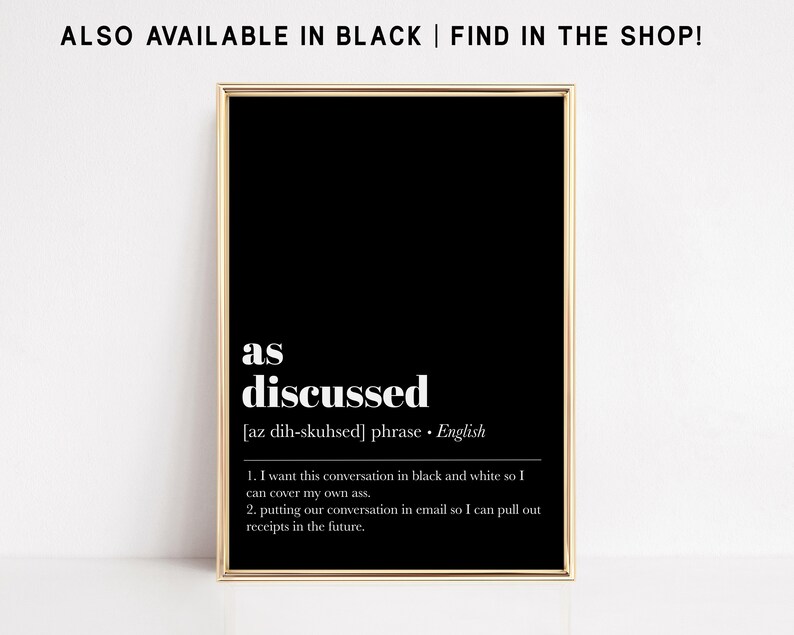 Home Office Poster | as Discussed Definition Print | Funny Home Office ...