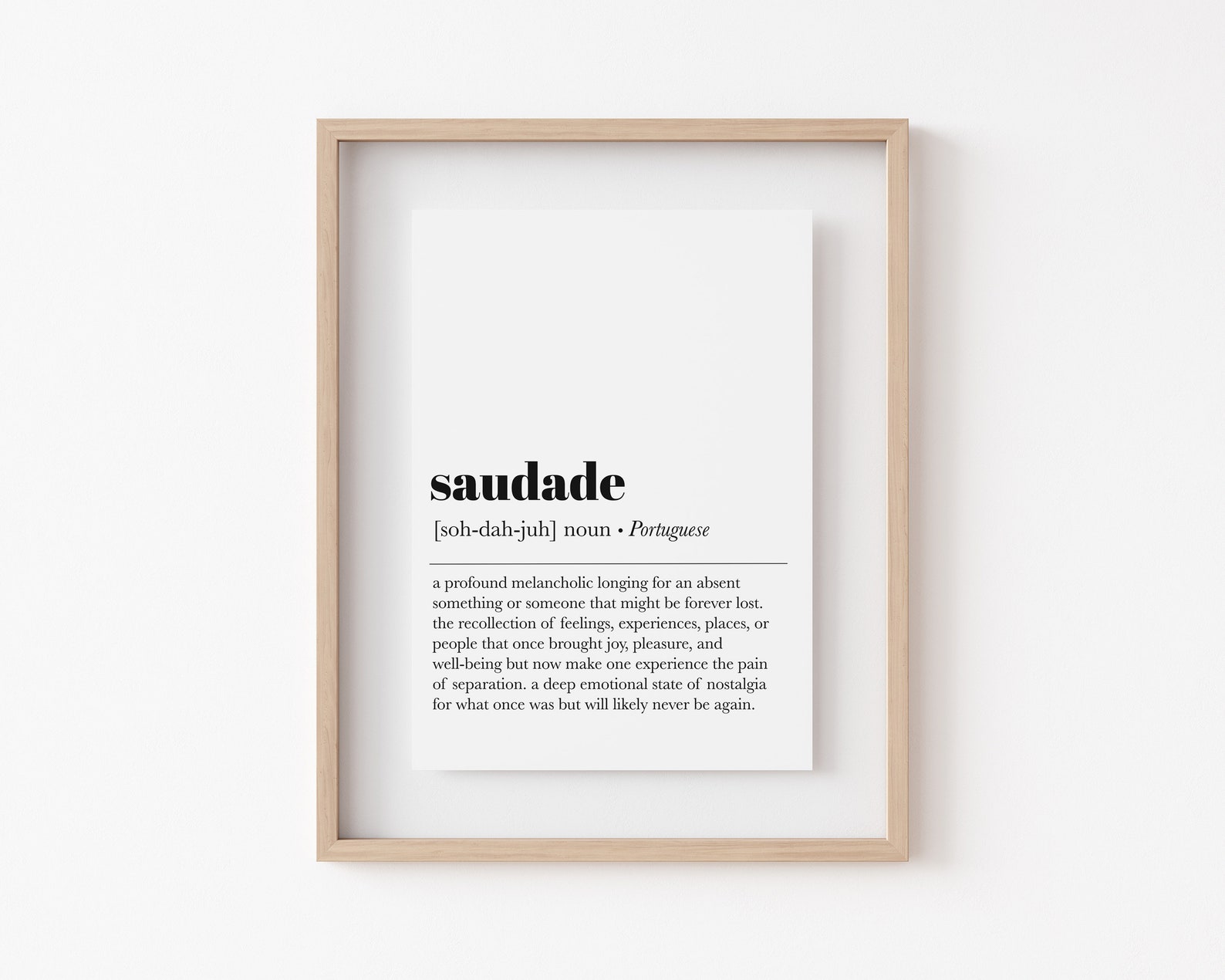 Saudade Definition Print Portuguese Home Decor Portuguese - Etsy