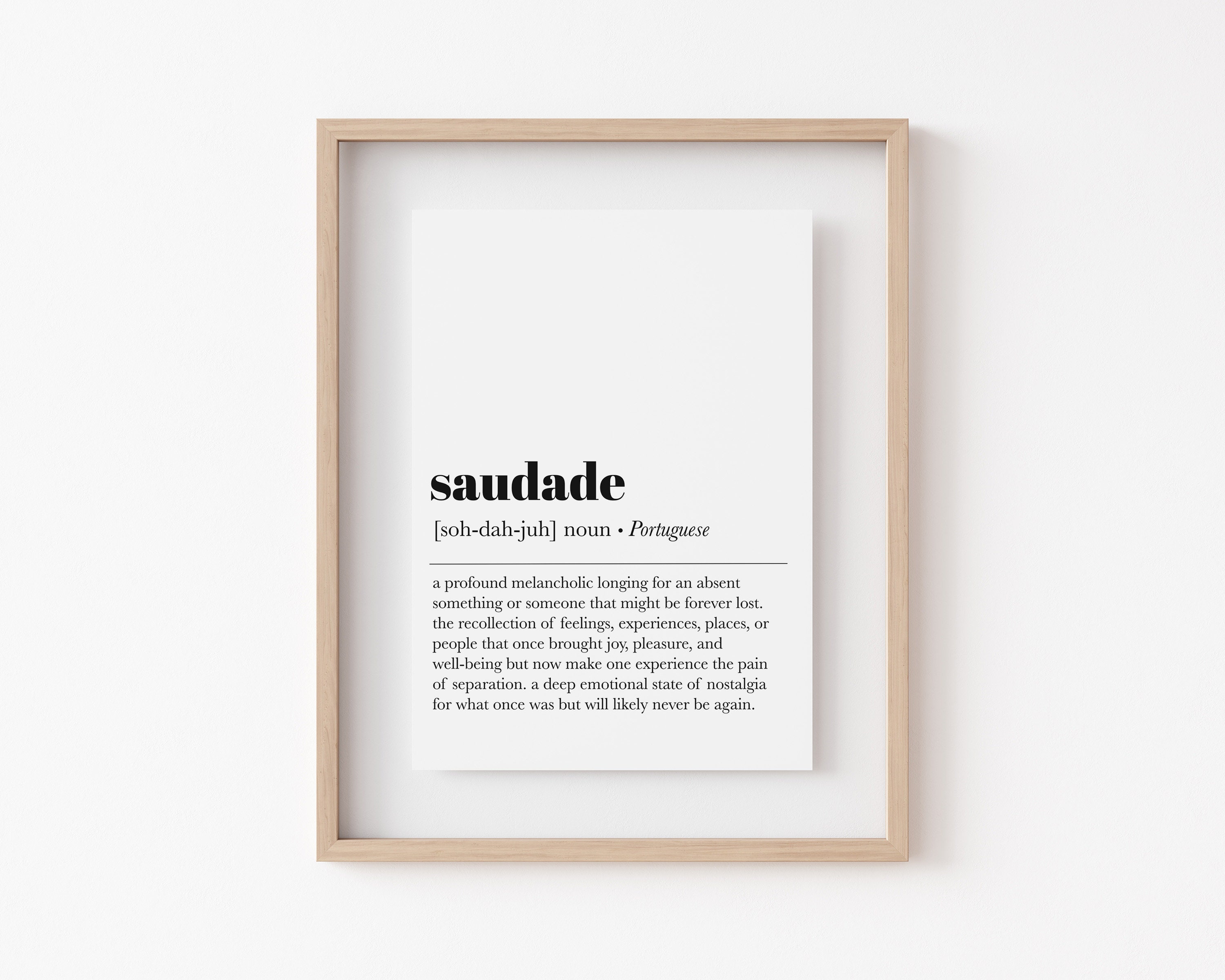 Saudade Definition Print Portuguese Home Decor Portuguese - Etsy