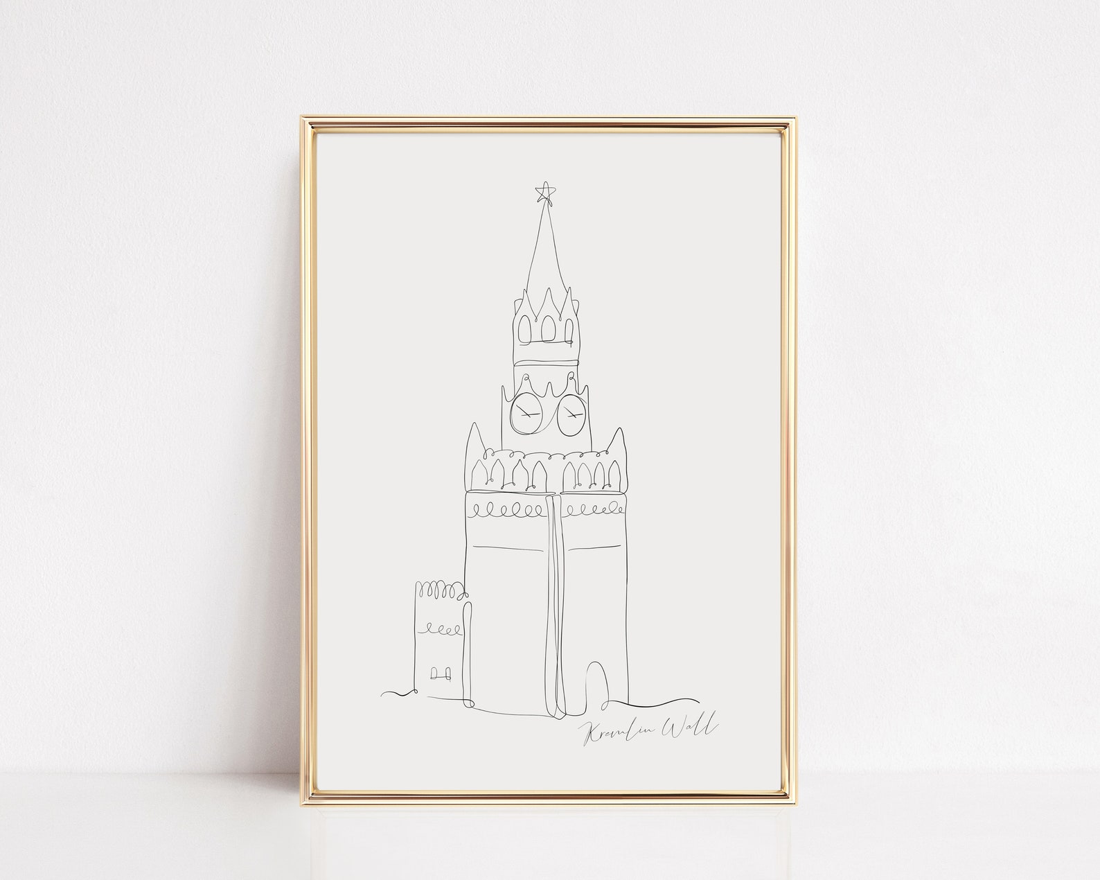 Kremlin Wall Single Line Art Print Moscow Travel Art Print | Etsy