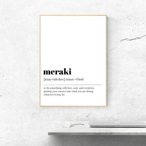 Meraki Definition Print | Inspirational Wall Art | Minimalist Home ...