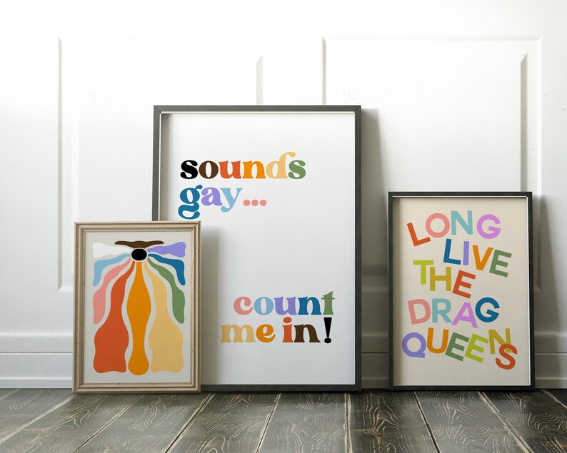 Pride Wall Art | 9 PRINTABLES | Subtle Pride Decor | Queer Art | LGBTQ ...