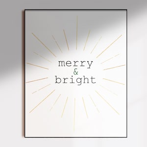 Merry and Bright Art Print Modern Christmas Christmas Wall Art ...