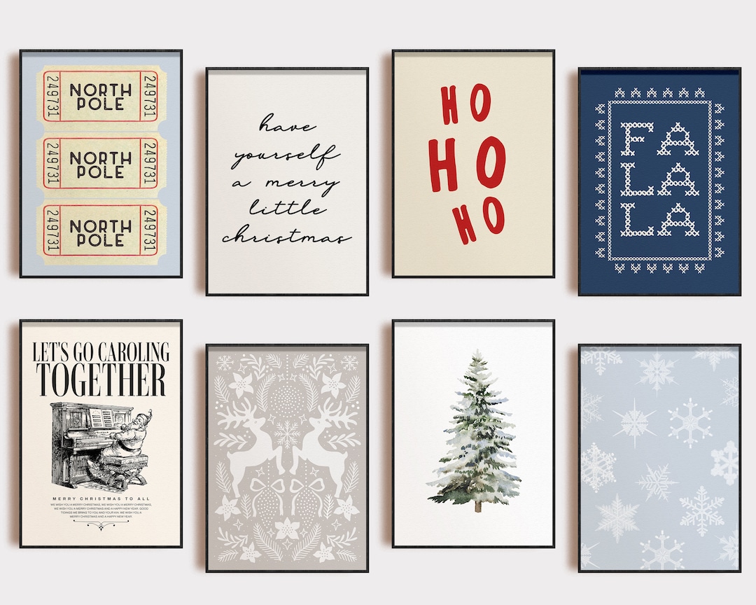 Blue Christmas Prints | 8 Christmas Printables | Blue Christmas Decor ...