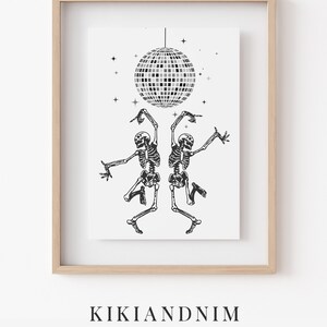 Dancing Skeleton Wall Art | Disco Ball Art | Halloween Print | Disco ...