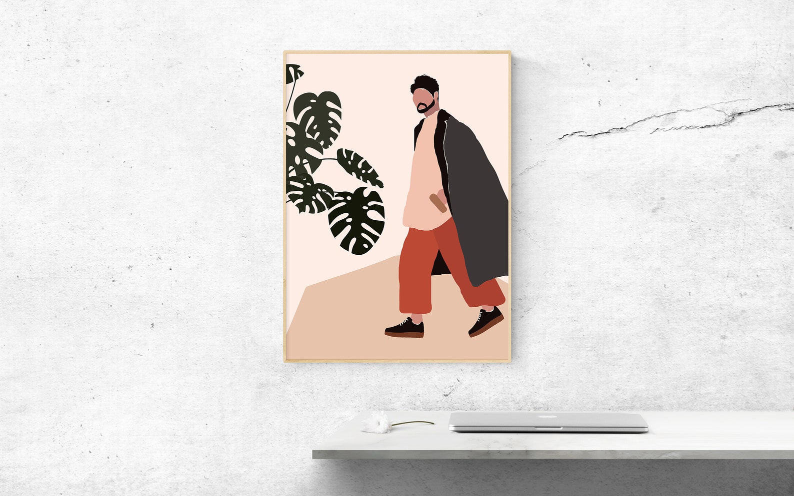 Fashion Poster Male Wall Art Abstract Man Poster Boho | Etsy