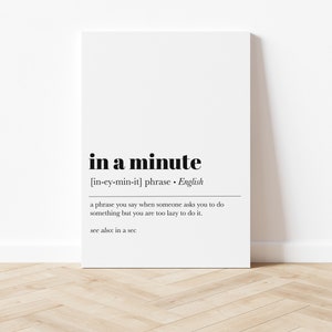 Funny Teen Wall Art | in a Minute Definition Print | Teenager Room ...