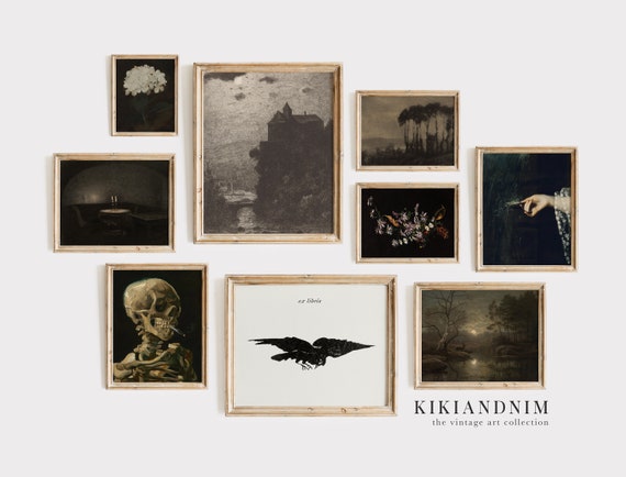 Dark Academia Decor Set of 9 Halloween Printables Vintage - Etsy