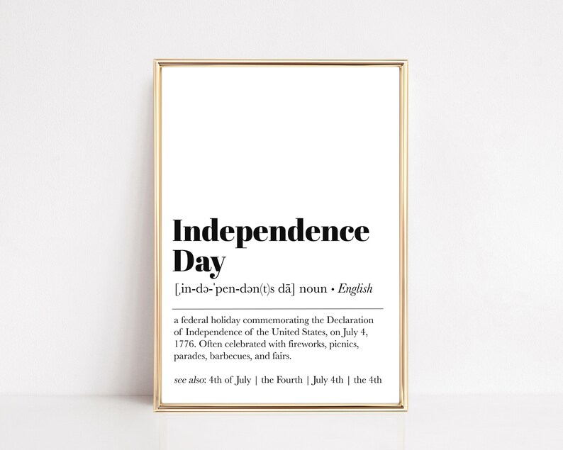 Independence Day Definition Print Printable 4th of July - Etsy