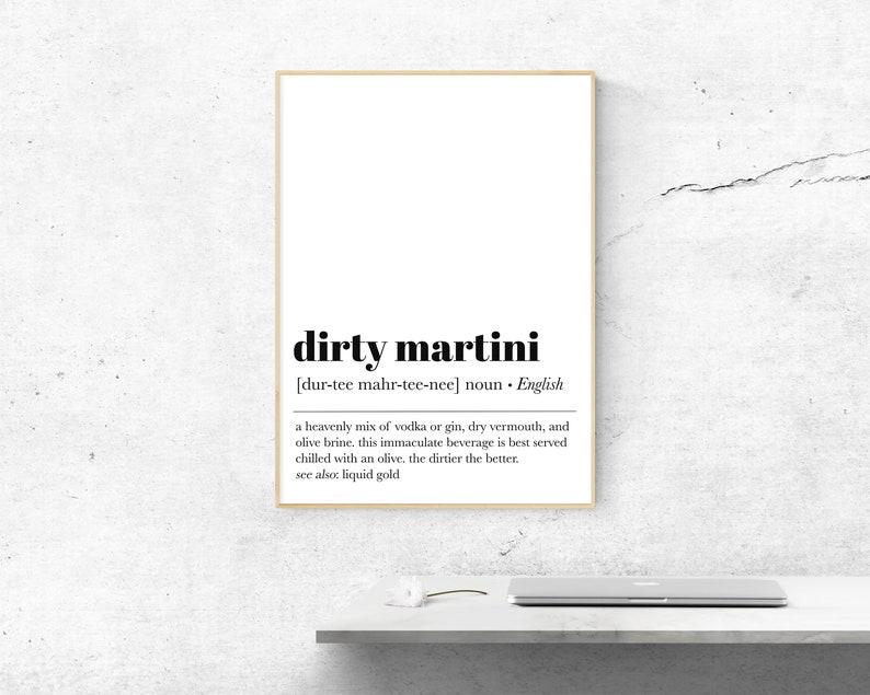 Dirty Martini Definition Print Martini Art Martini Wall - Etsy