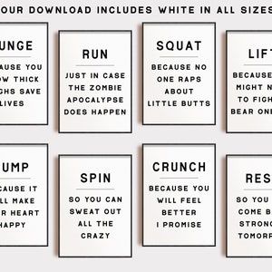 Home Gym Decor Set of 9 PRINTABLES Gym Wall Art Gym Decor Gym Poster ...