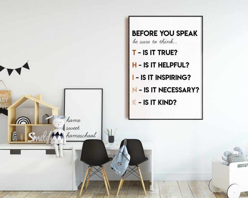 Think Before You Speak Poster Neutral Classroom Printable - Etsy