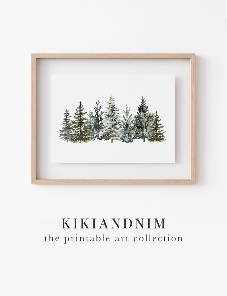 Christmas Tree Print Winter Landscape Pine Tree Art - Etsy