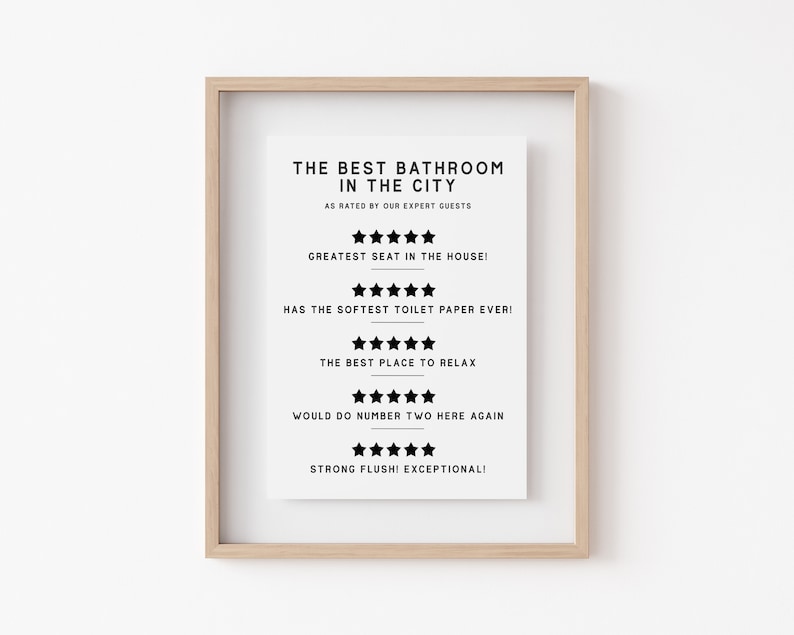 Funny Bathroom Wall Decor Bathroom Rating Print Bathroom | Etsy