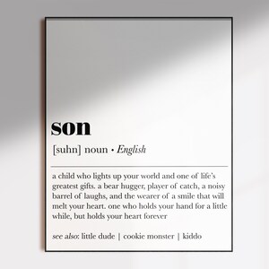 Son Definition Print | Gifts for Kids | Boys Room Decor | Gifts for ...