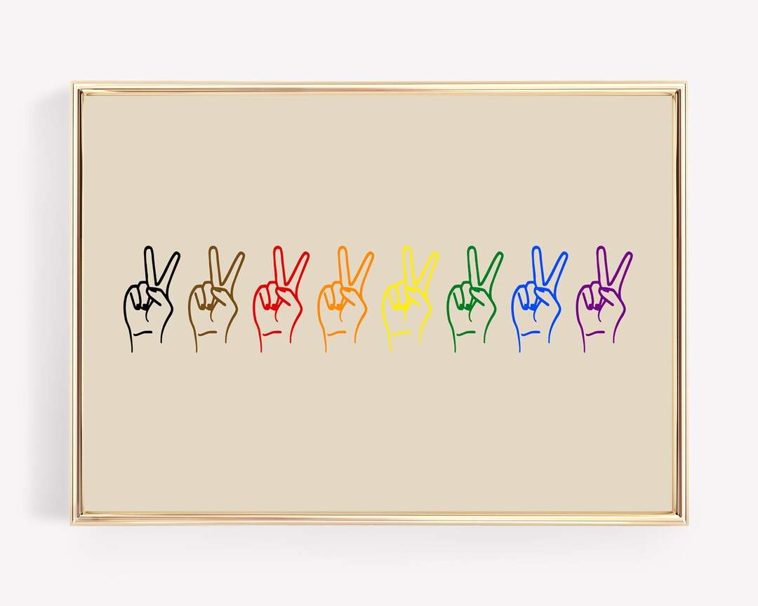 Peace Sign Print | Gay Pride Decor | LGBT Pride Wall Art | Rainbow Wall ...