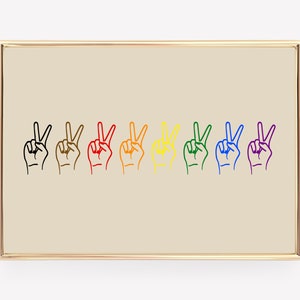 Peace Sign Print | Gay Pride Decor | LGBT Pride Wall Art | Rainbow Wall ...