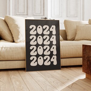 New Year 2024 Printable Retro Nye Decorations Trendy New Years Eve ...