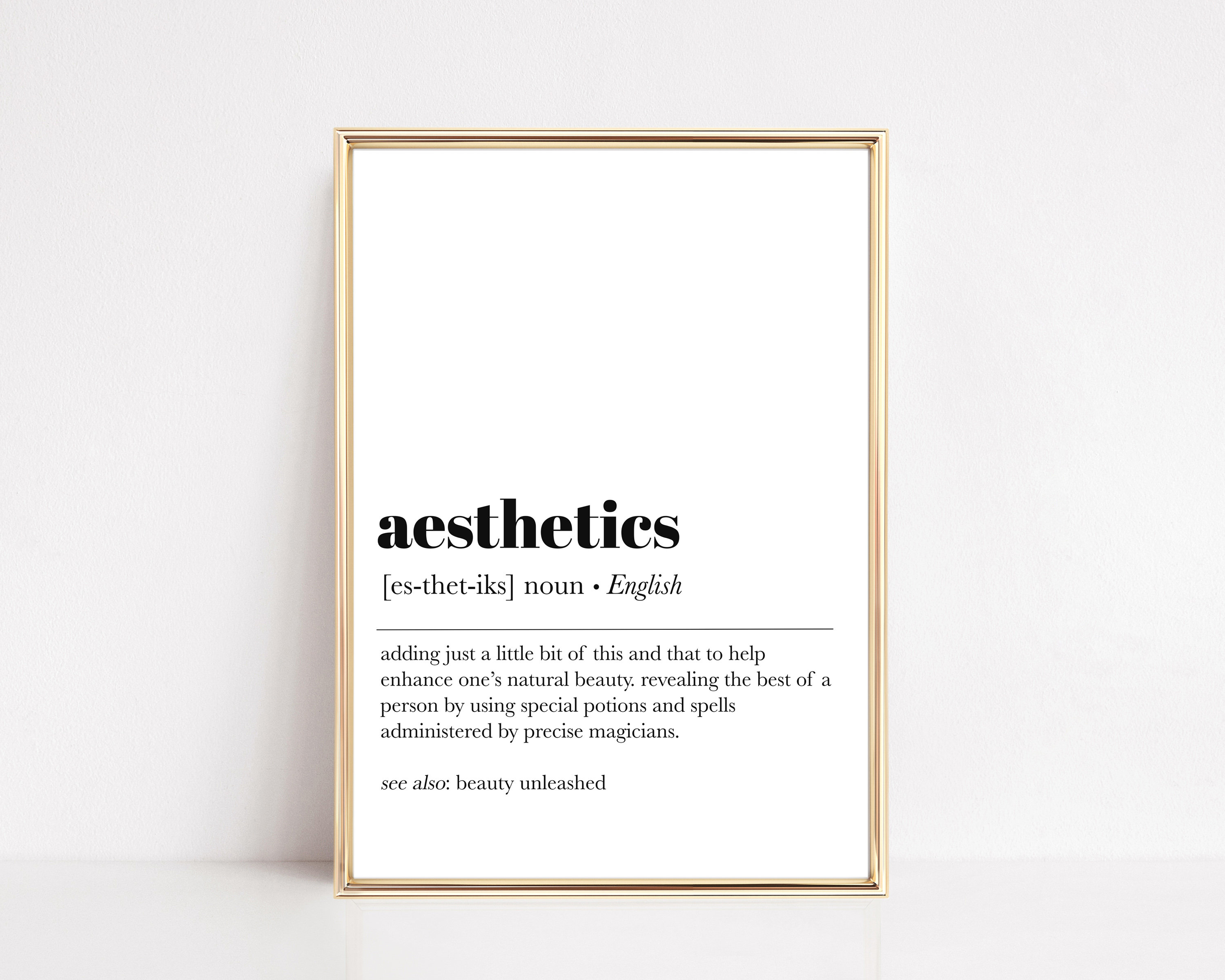 Aesthetics Definition Print | Salon Decor | Beauty Salon Wall Art | Spa ...