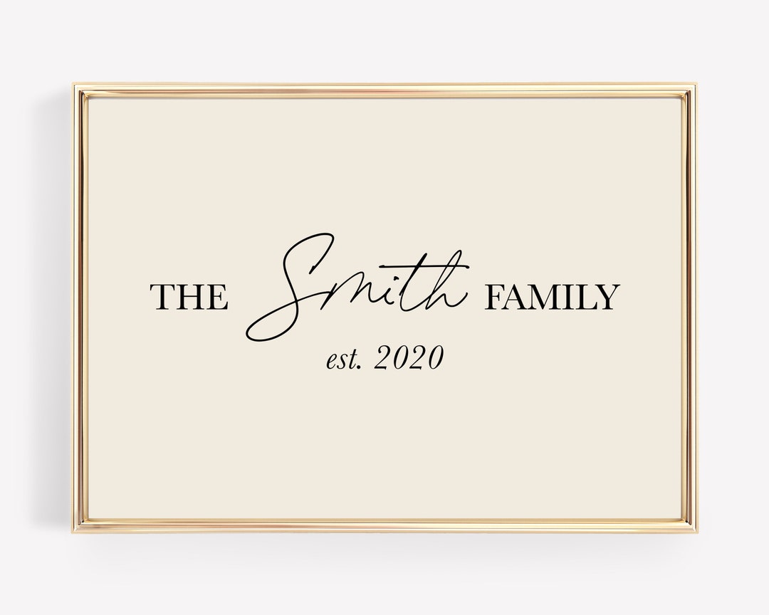 Custom Family Print | Personalized Gift | Minimalist Family Name Sign ...