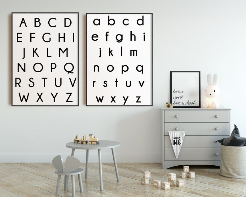 Alphabet Poster Set Alphabet Printable Neutral Classroom - Etsy