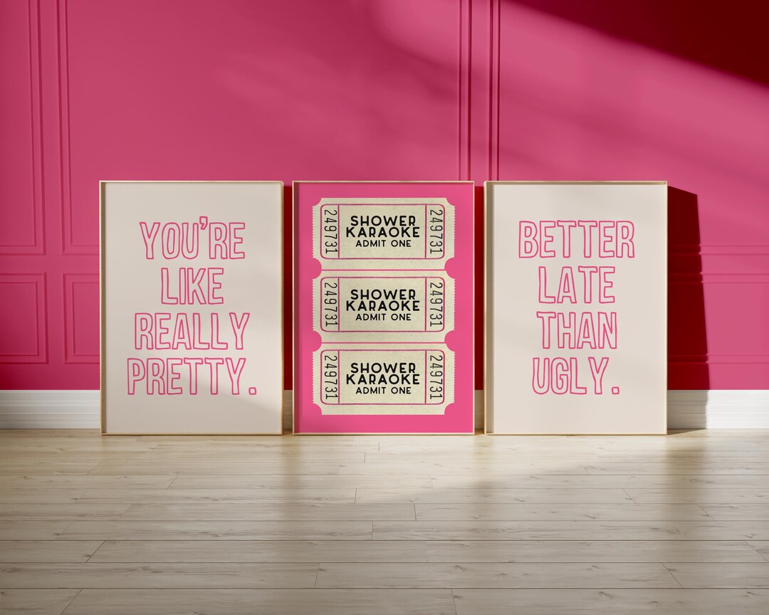 Pink Bathroom Decor | Set of 3 Prints | Girly Wall Art | Bathroom Signs ...