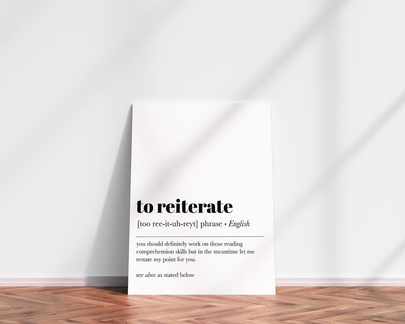 Funny Office Email Print | to Reiterate | Zoom Background | Office Wall ...