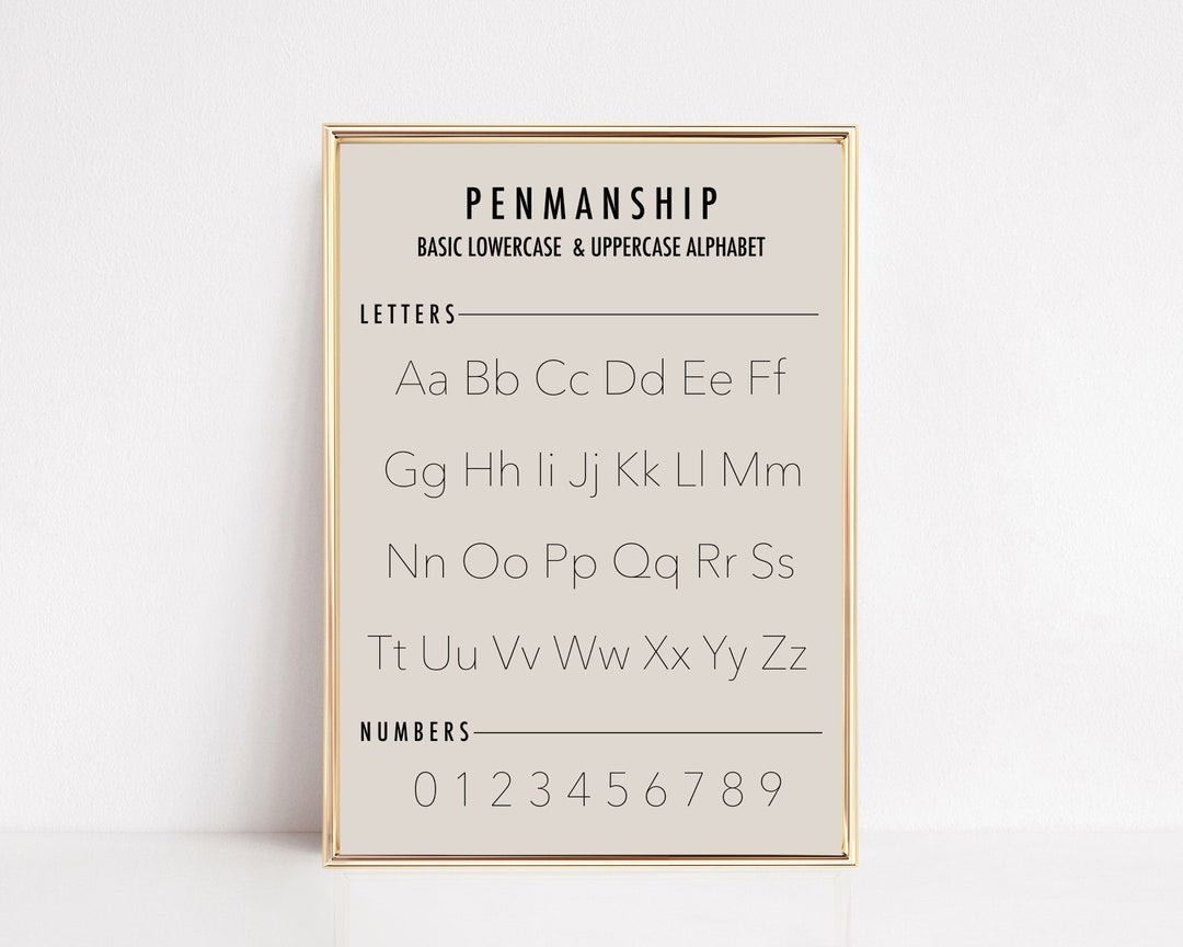 Educational Poster | Penmanship Chart | Homeschool Decor | Neutral ...