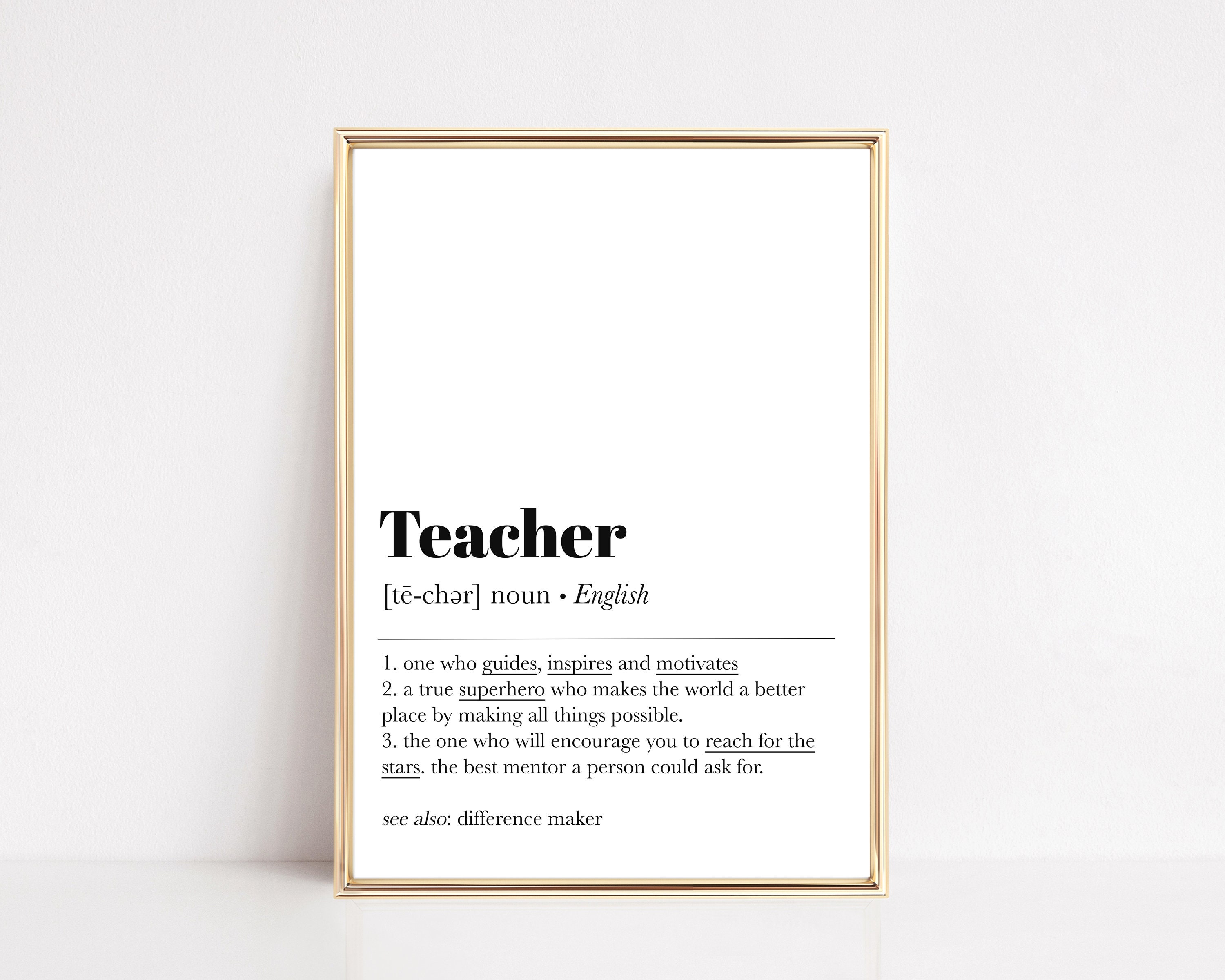 Teacher definition print gifts for teacher classroom decor | Etsy