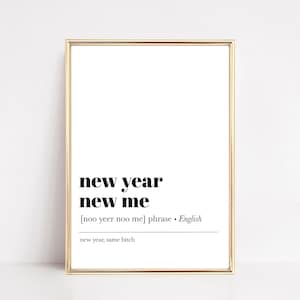 New Year New Me Definition Print | New Years Eve Party Decor | New ...