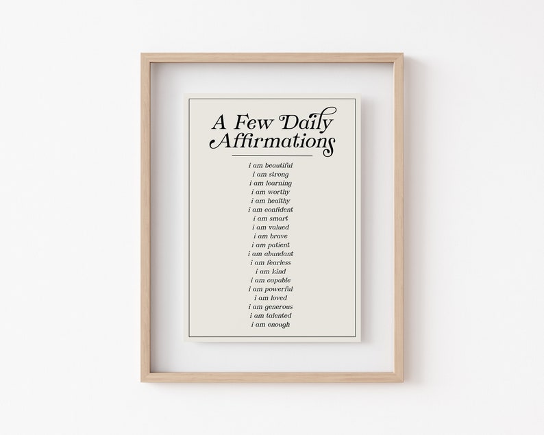 Daily Affirmations Wall Art | Positive Affirmation Wall Art | Mental ...