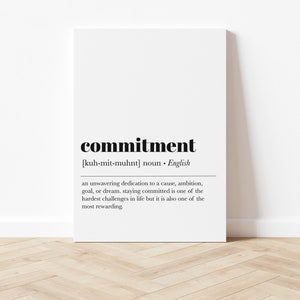 Commitment Definition Print | Home Office Wall Art | Entrepreneur Gift ...