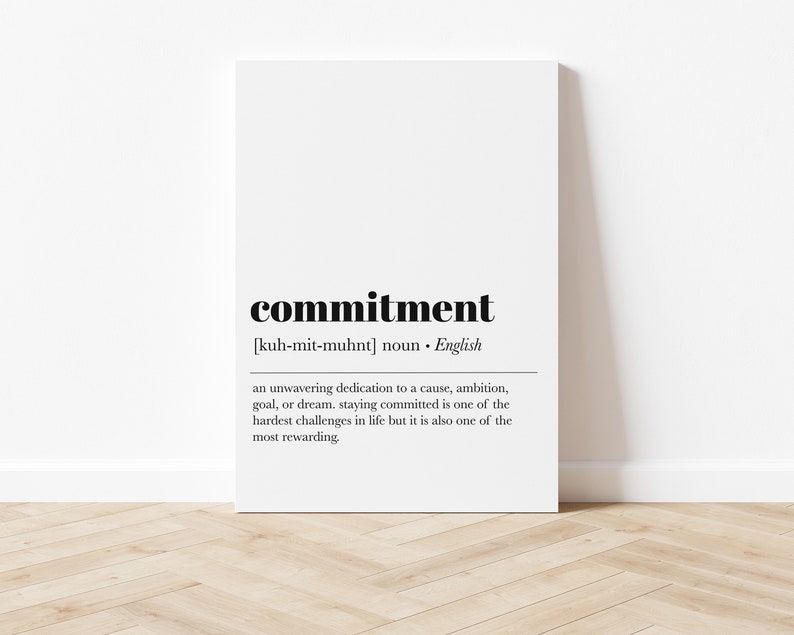 Commitment Definition Print Home Office Wall Art | Etsy