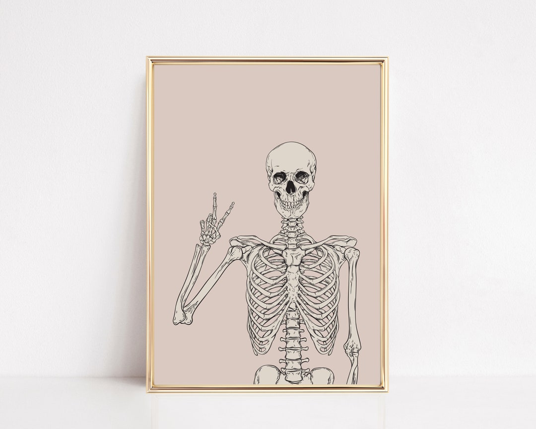 Skeleton Print | Pink Halloween Decor | Boho Halloween Printable Wall ...