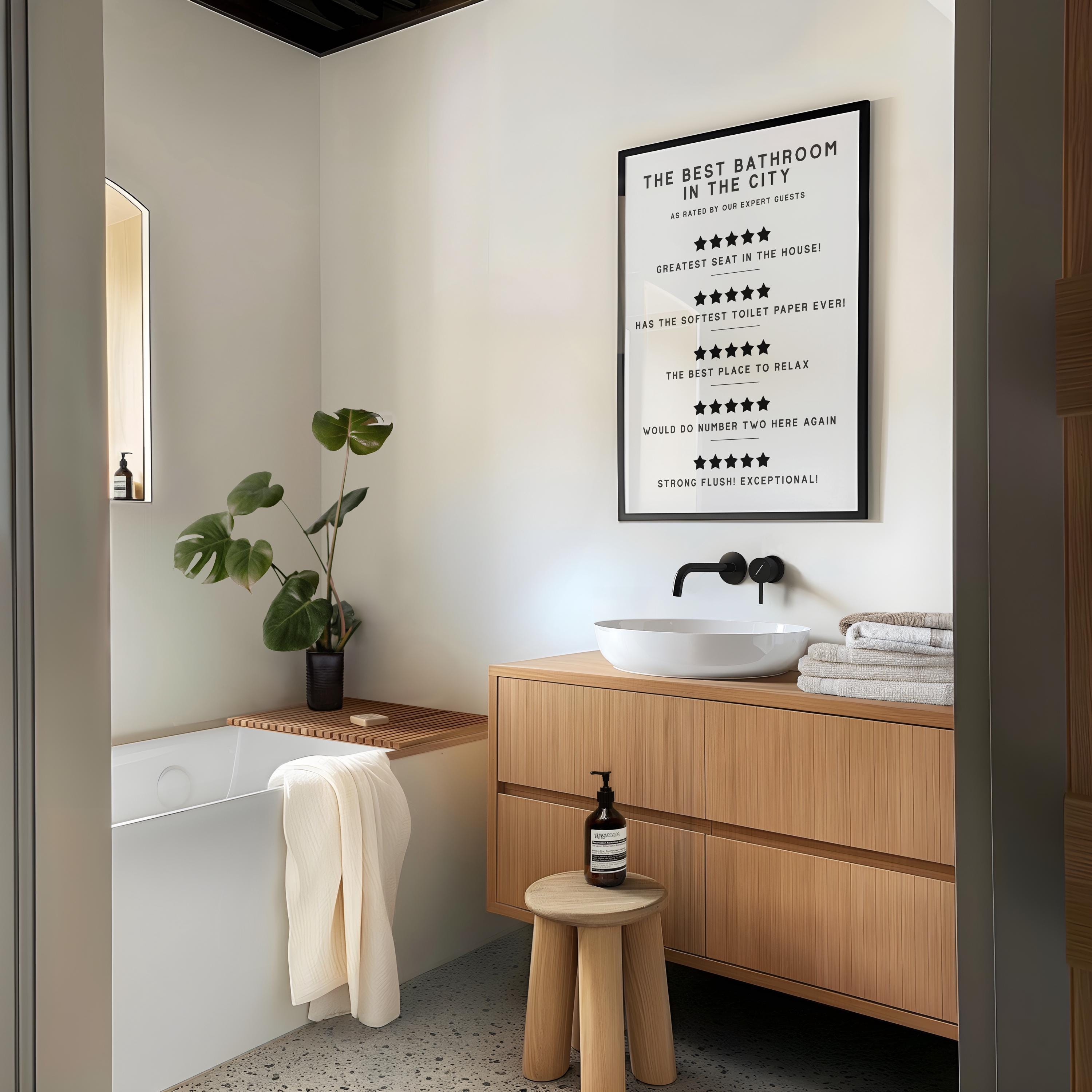 Funny Bathroom Print | Best Bathroom Rating Poster | Minimalist ...