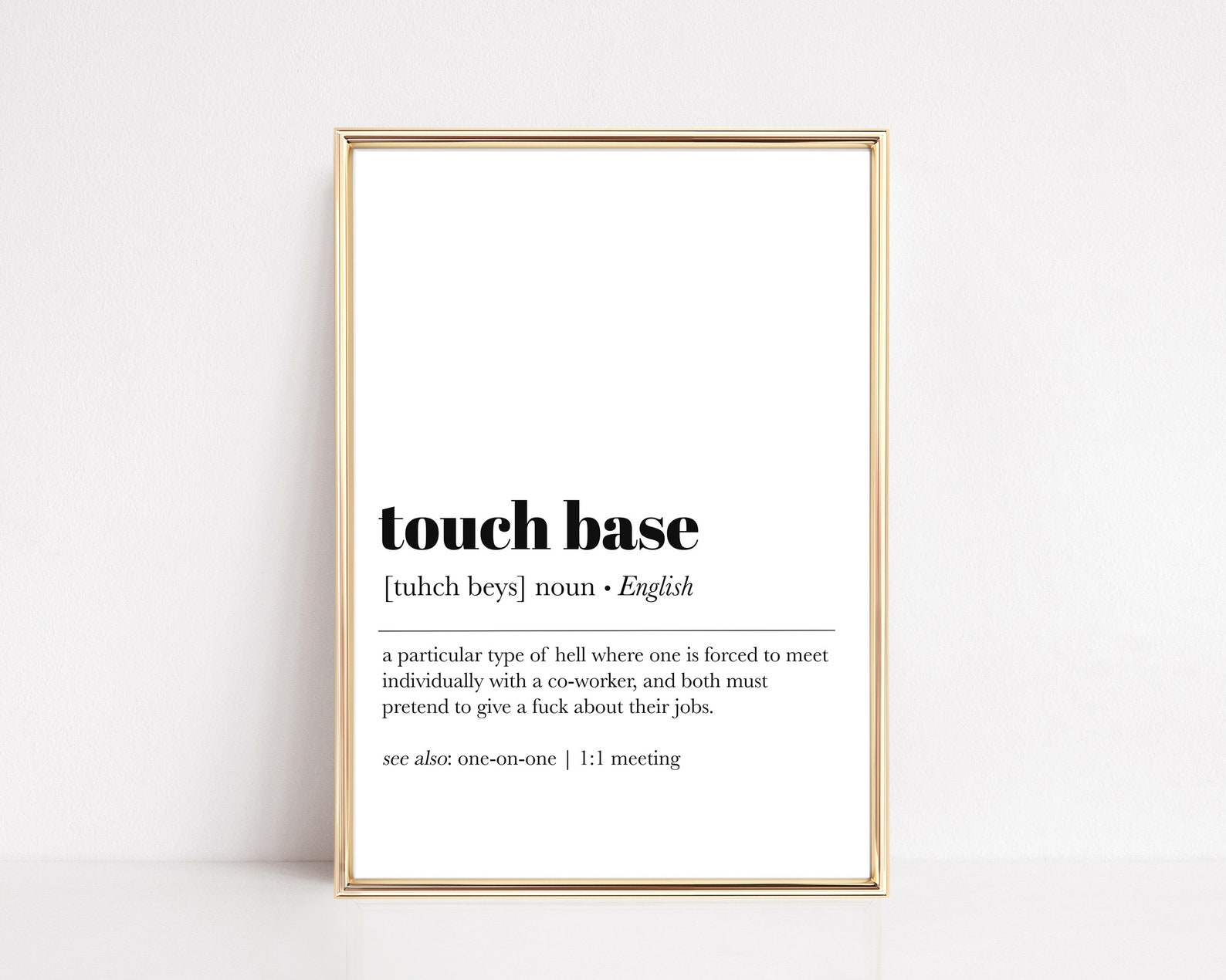 Funny Office Wall Art Touch Base Definition Print Cubicle - Etsy