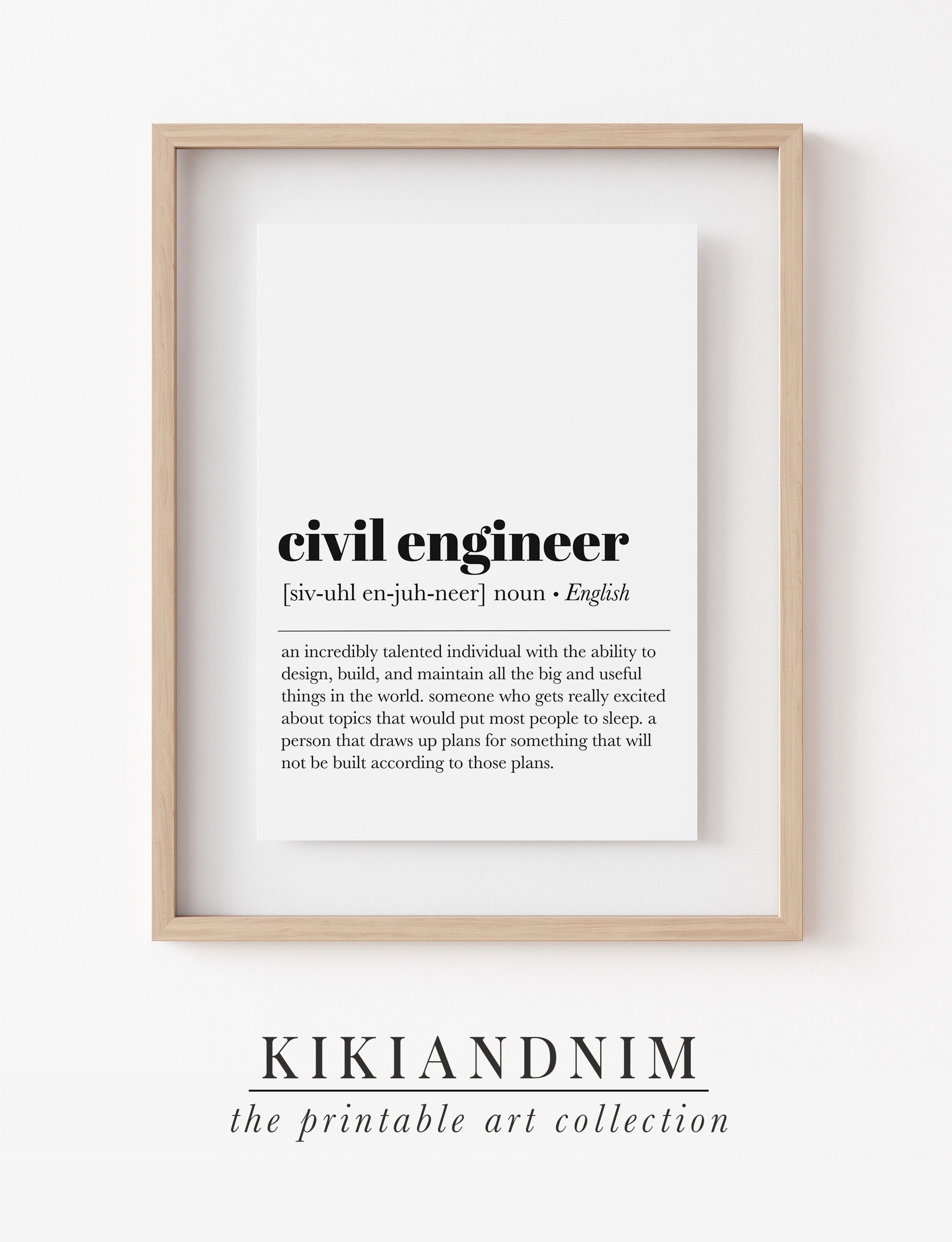 Civil Engineer Definition Print Civil Engineer Gifts Gift - Etsy