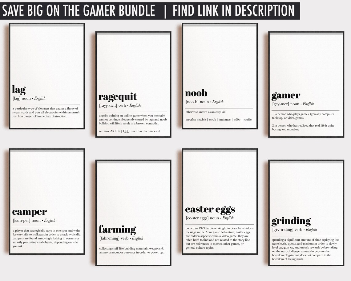 Lag Definition Print Gaming Wall Art Set Gamer Print - Etsy