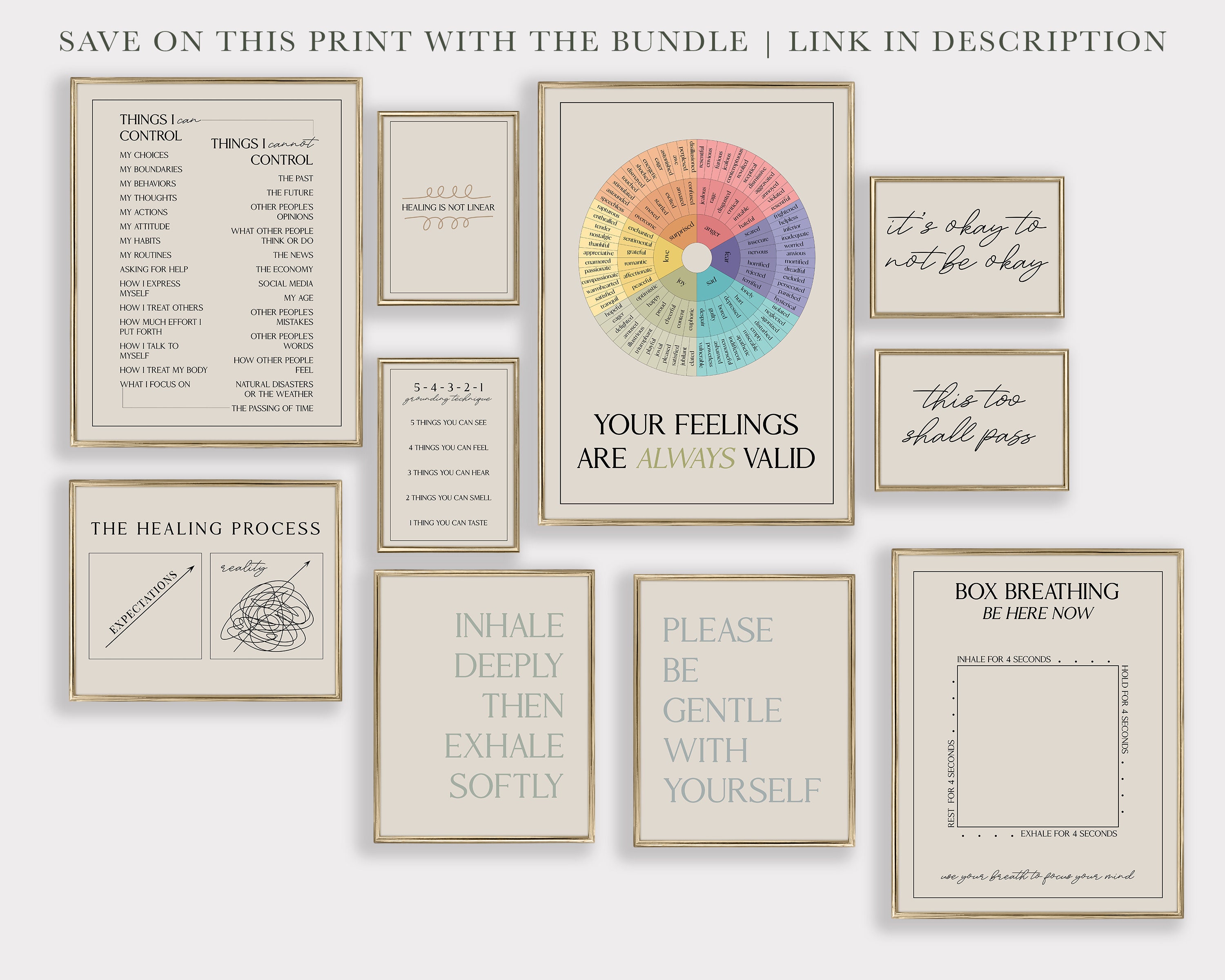 54321 Grounding Technique Print Minimalist Therapy Wall Art - Etsy