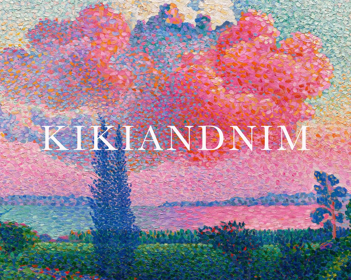 Vintage Landscape Painting Pink Wall Art Eclectic Home - Etsy