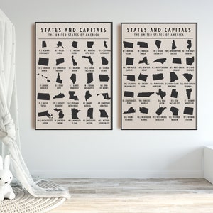 Set of 2 Classroom Posters | Homeschool Printable Wall Art | States and ...