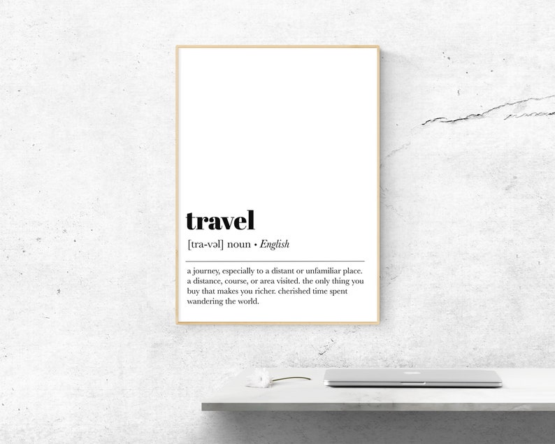 Travel Definition Print | Travel Wall Art | Travel Home Decor ...