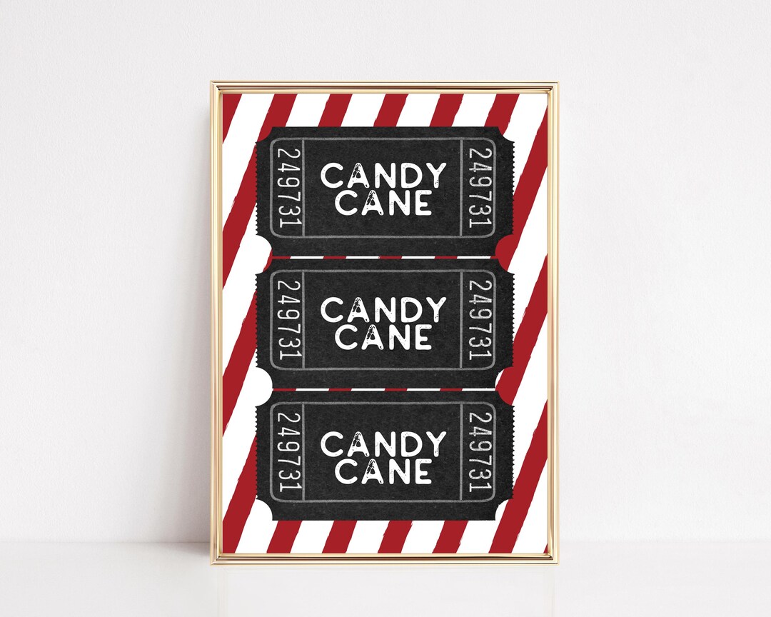 Candy Cane Ticket Print | Modern Christmas Decor | Trendy Christmas ...