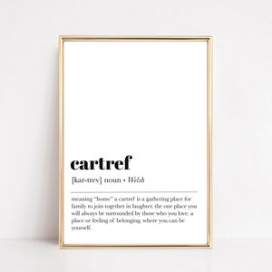 Cartref Definition Print | Welsh Print | Home Definition Poster | Minimalist Bedroom Wall Art ...