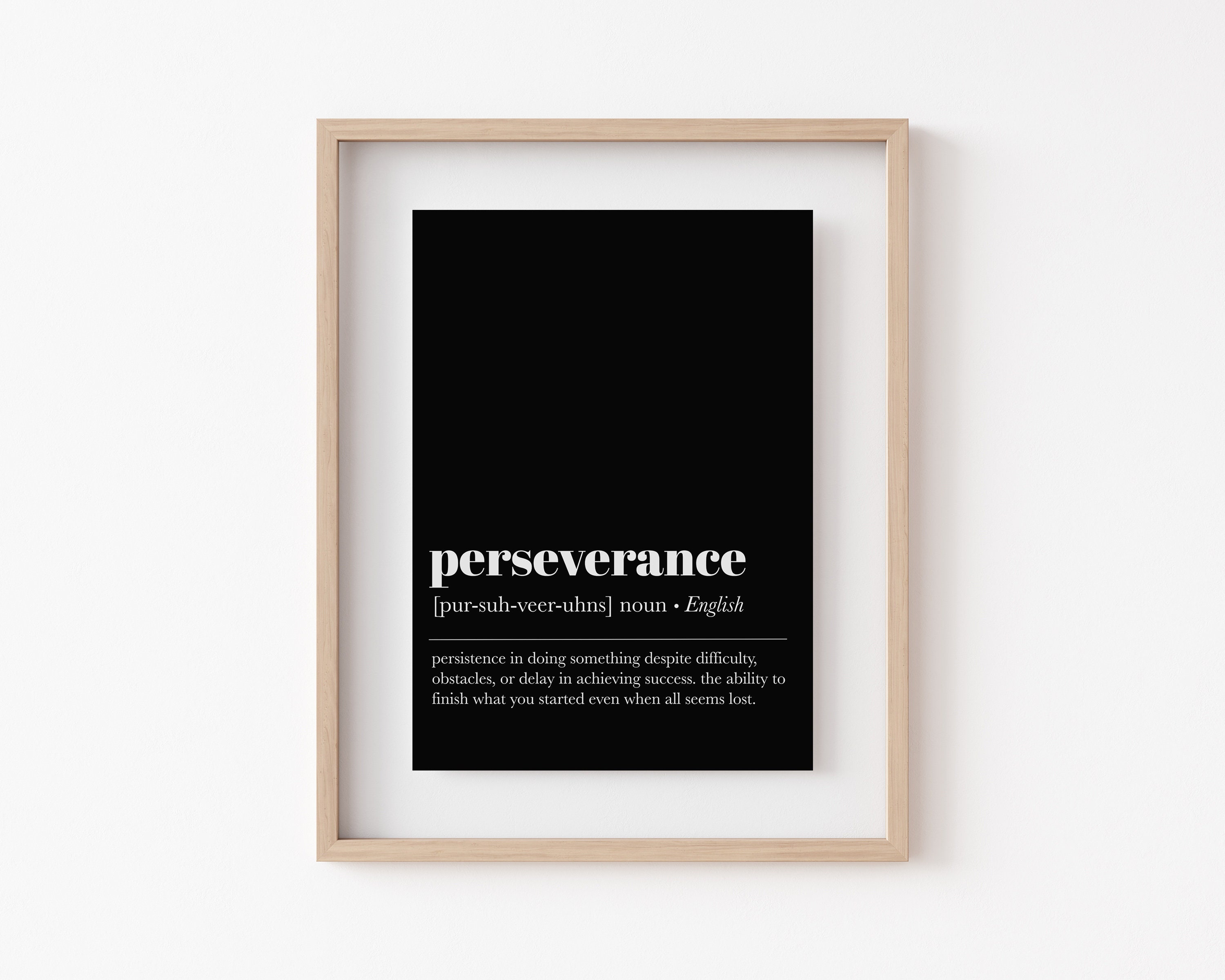 Perseverance definition printable wall art office wall art | Etsy