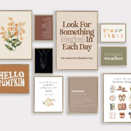 Fall Prints Set of 6 Autumn Printable Art Sweater Weather - Etsy