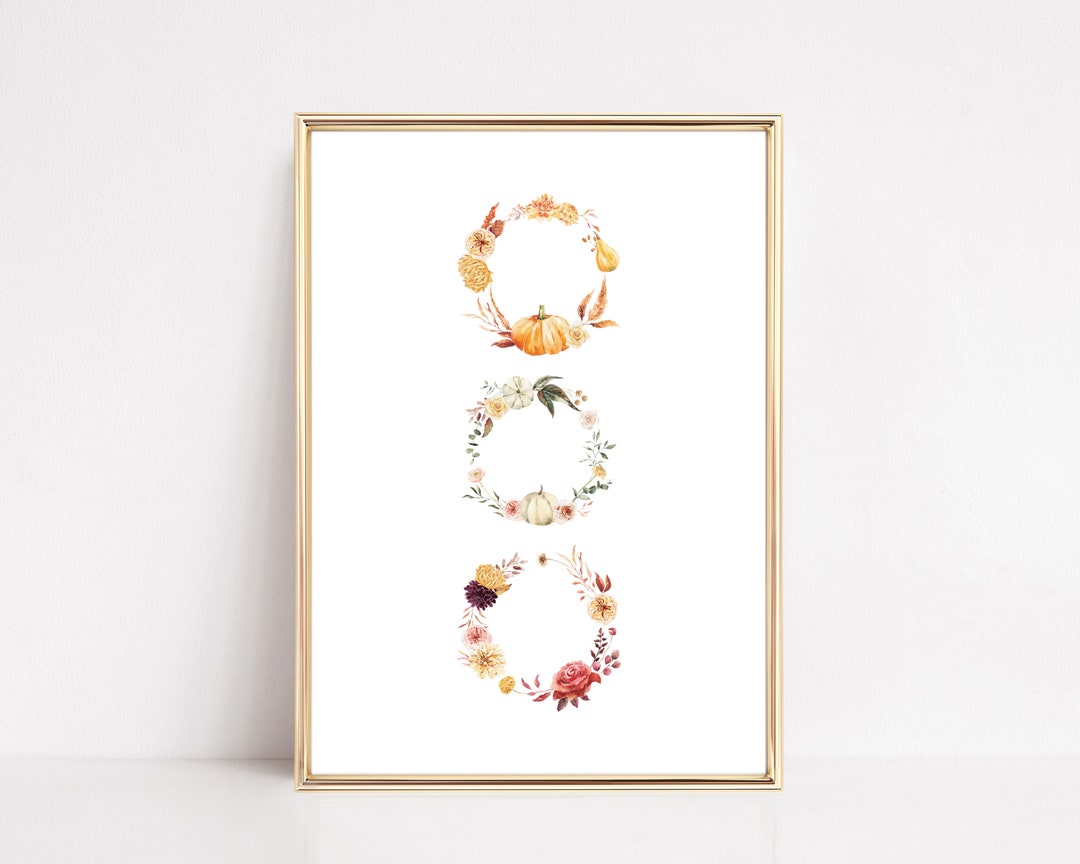 Autumn Decor | Fall Prints | Fall Wreath Art Print | Thanksgiving Decor ...