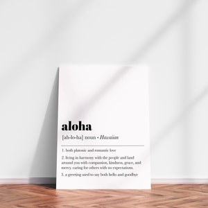 Aloha Definition Print | Hawaiian Wall Art | Aloha Vibes Print | Love ...
