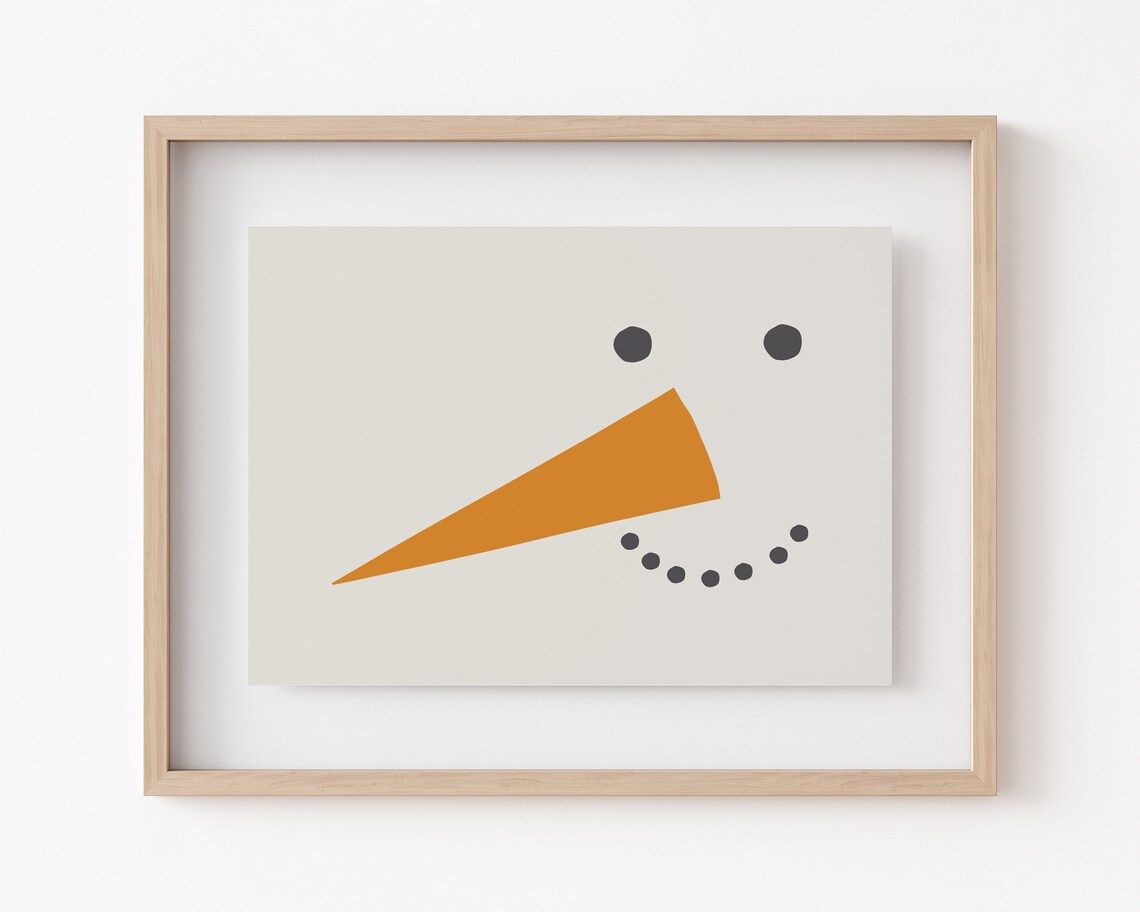 Neutral Christmas Decor Snowman Print Minimalist Christmas | Etsy